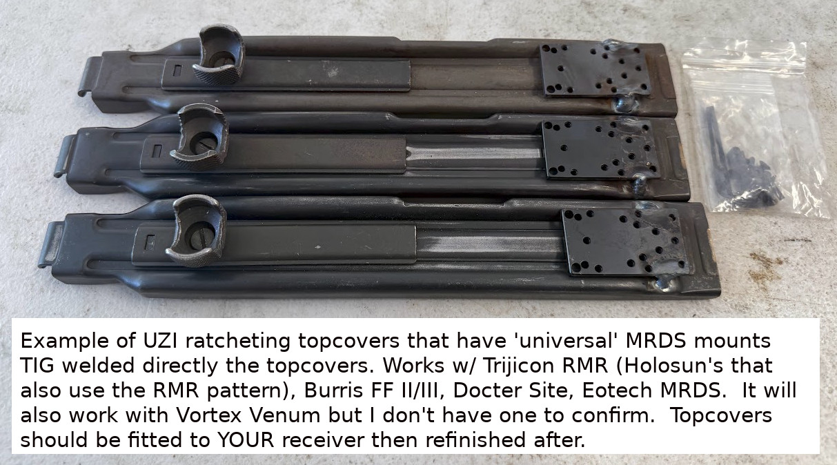 Fullsize UZI topcovers with TIG welded Mini Red Dot mount – C3Junkie LLC